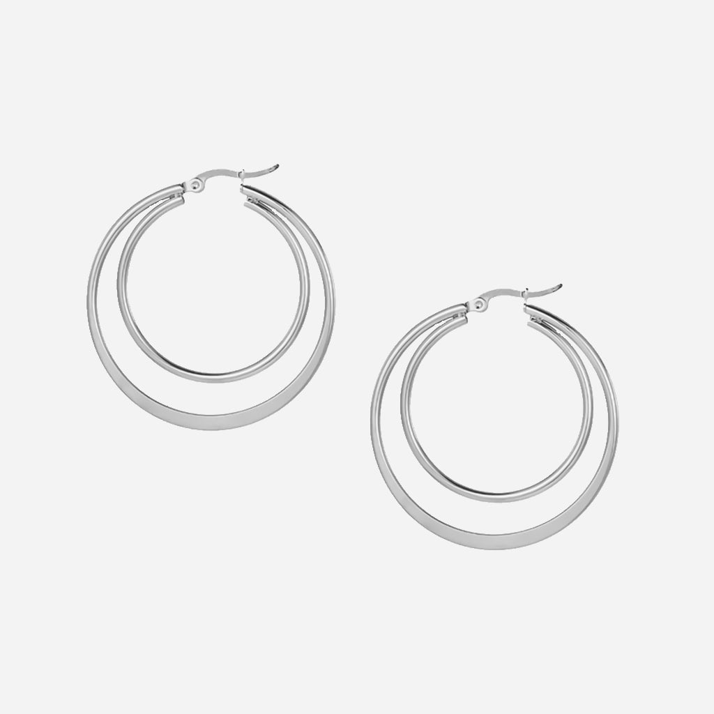 Stainless Steel Double Hoops Earrings | Glitters