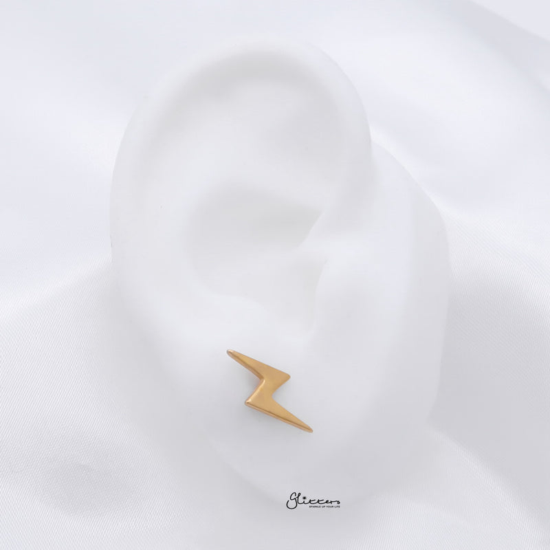 Gold Plated Stainless Steel Lightning Bolt Fake Plug | Glitters