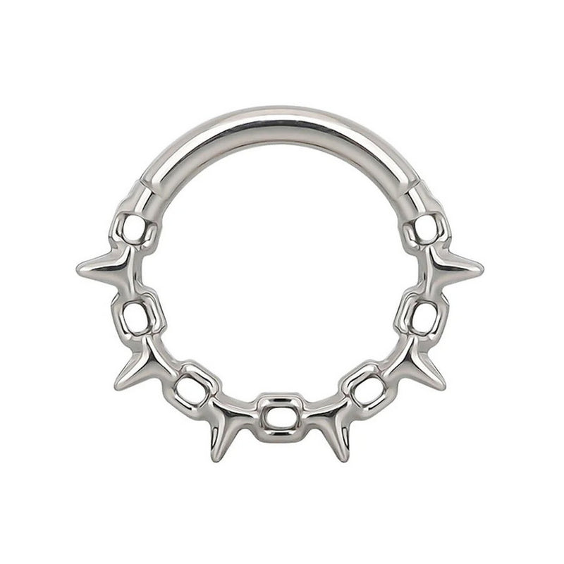 Spikes and Chain Link Hinged Segment Hoop Ring | Glitters
