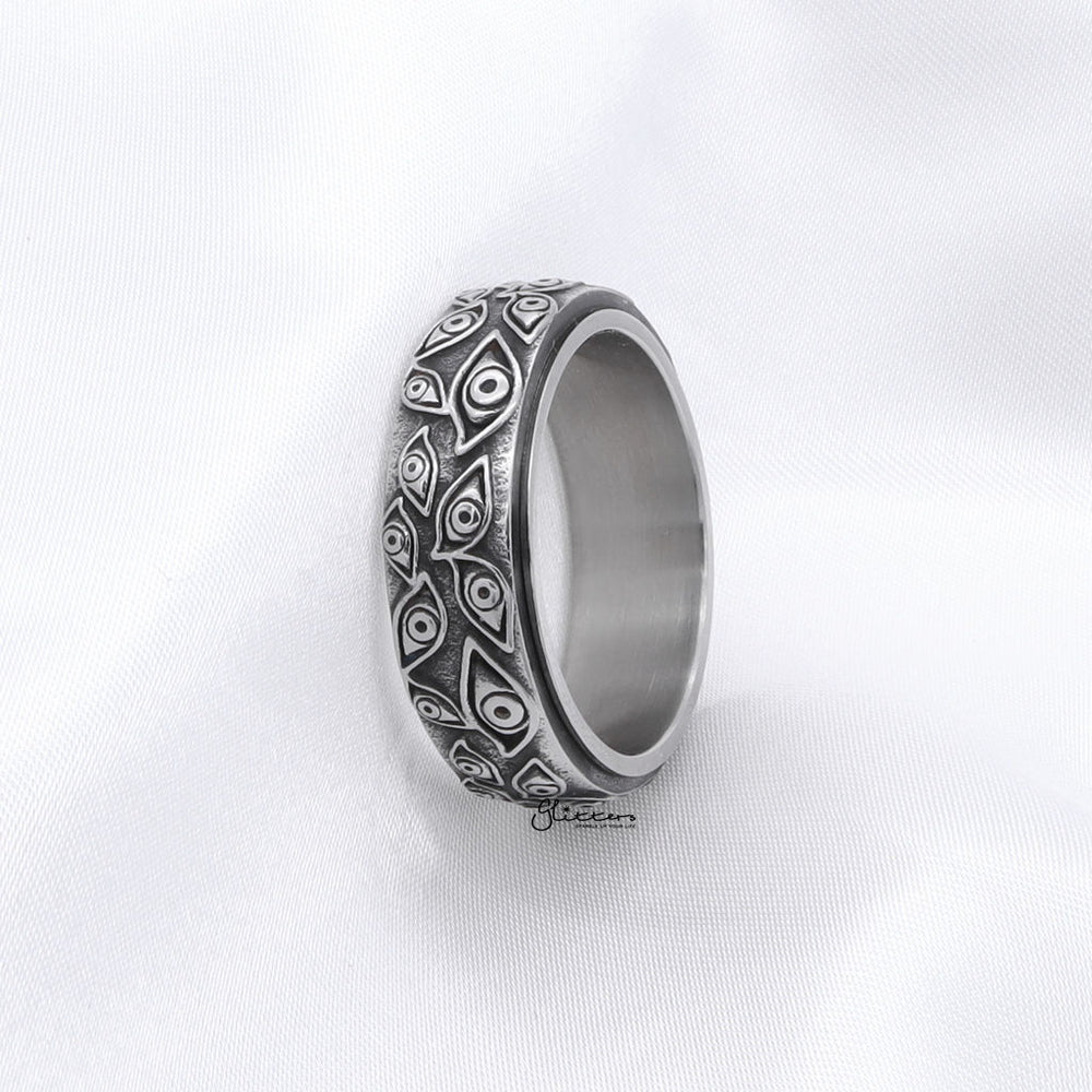 Stainless Steel Eye Of God Spinner Ring | Glitters