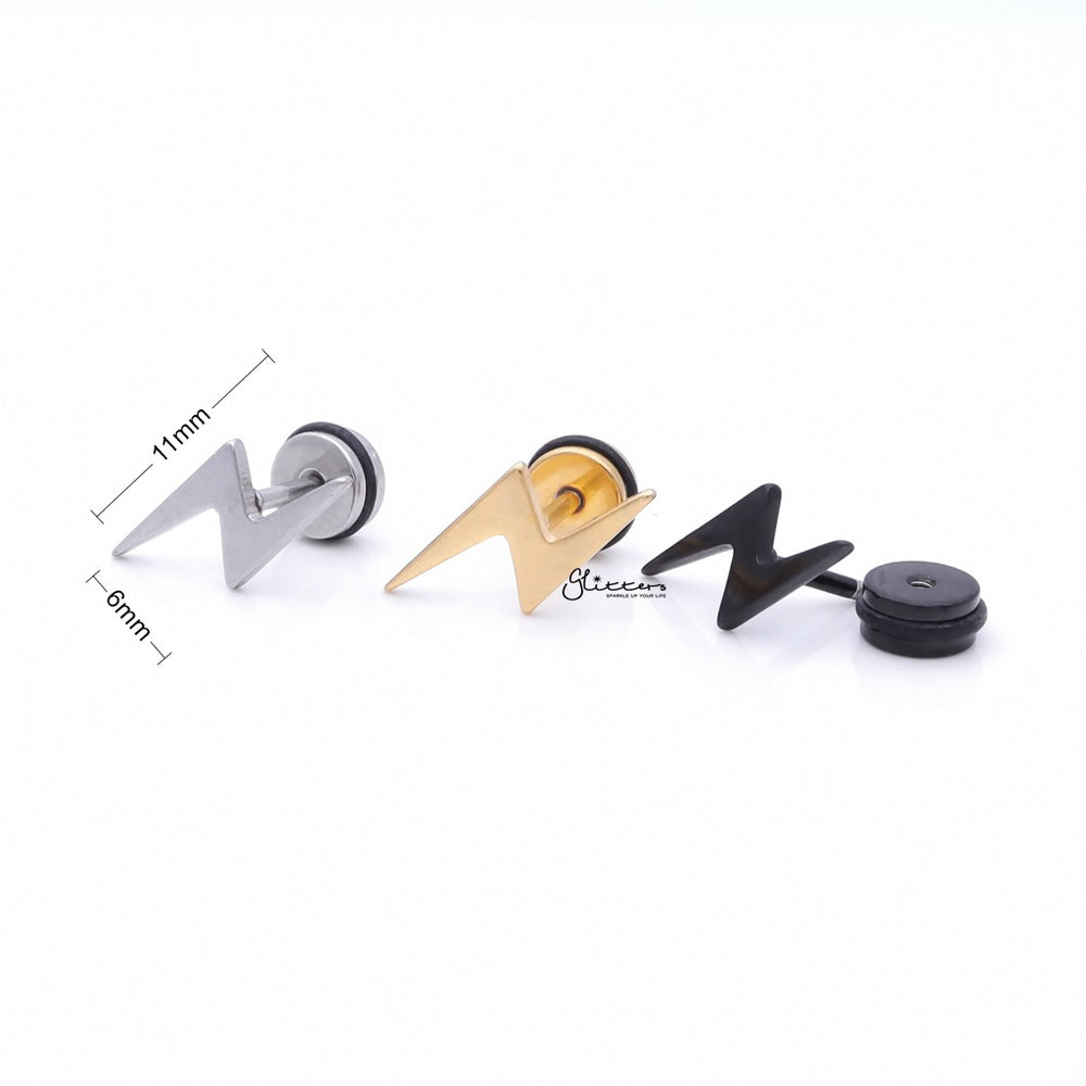 Gold Plated Stainless Steel Lightning Bolt Fake Plug | Glitters