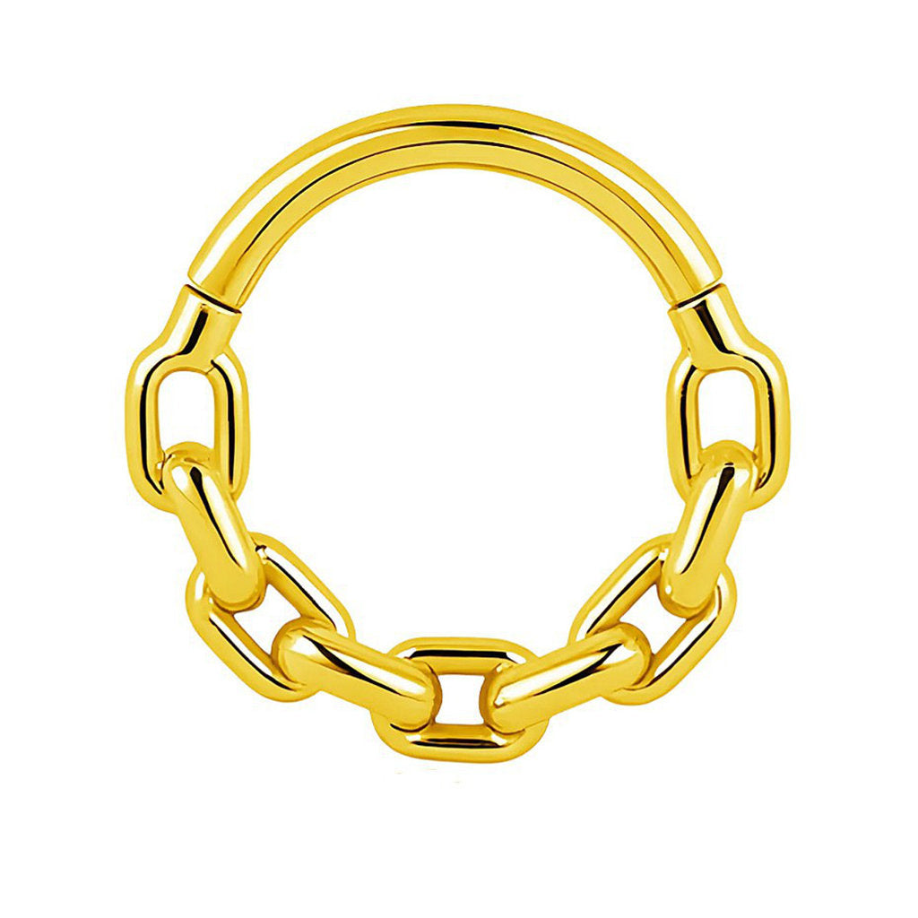 Gold Plated Chain Link Hinged Segment Hoop Ring | Glitters