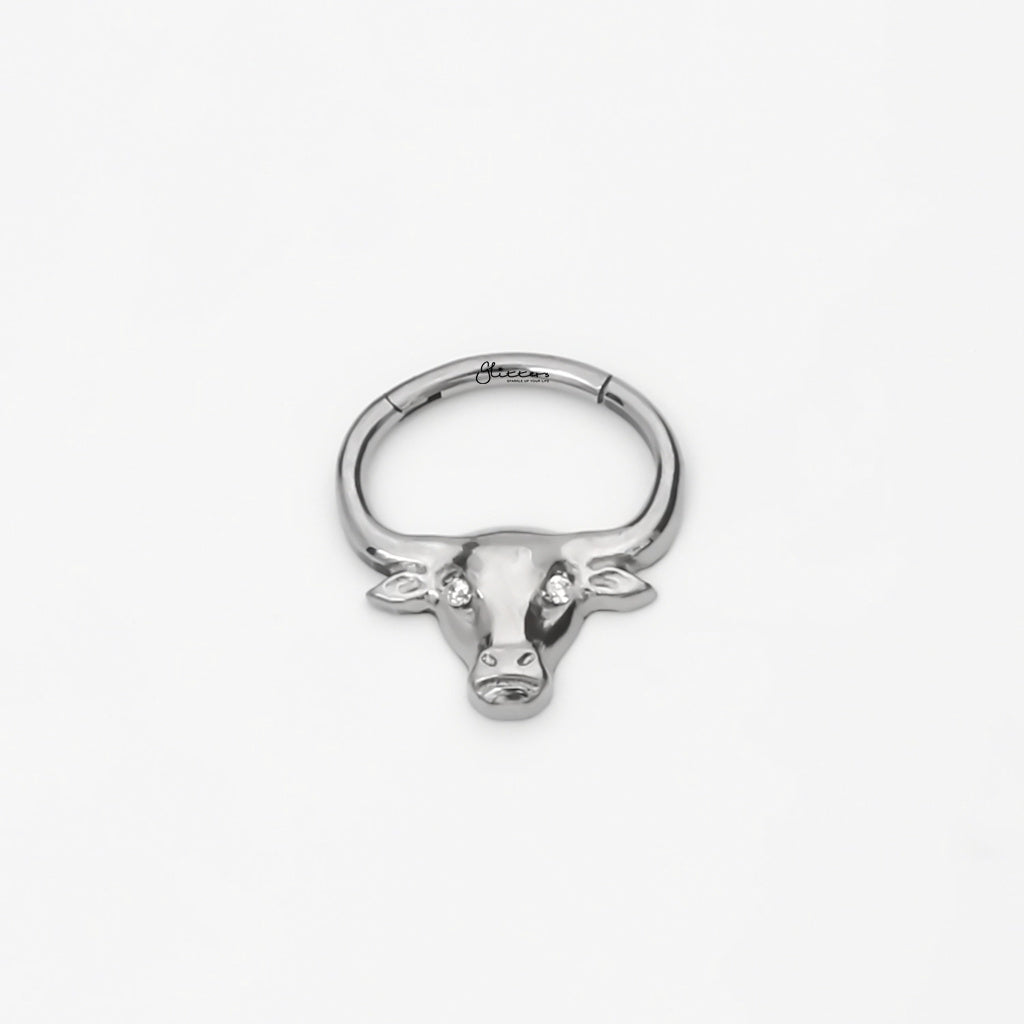 Bull Head Titanium Segment Hoop Ring | Glitters