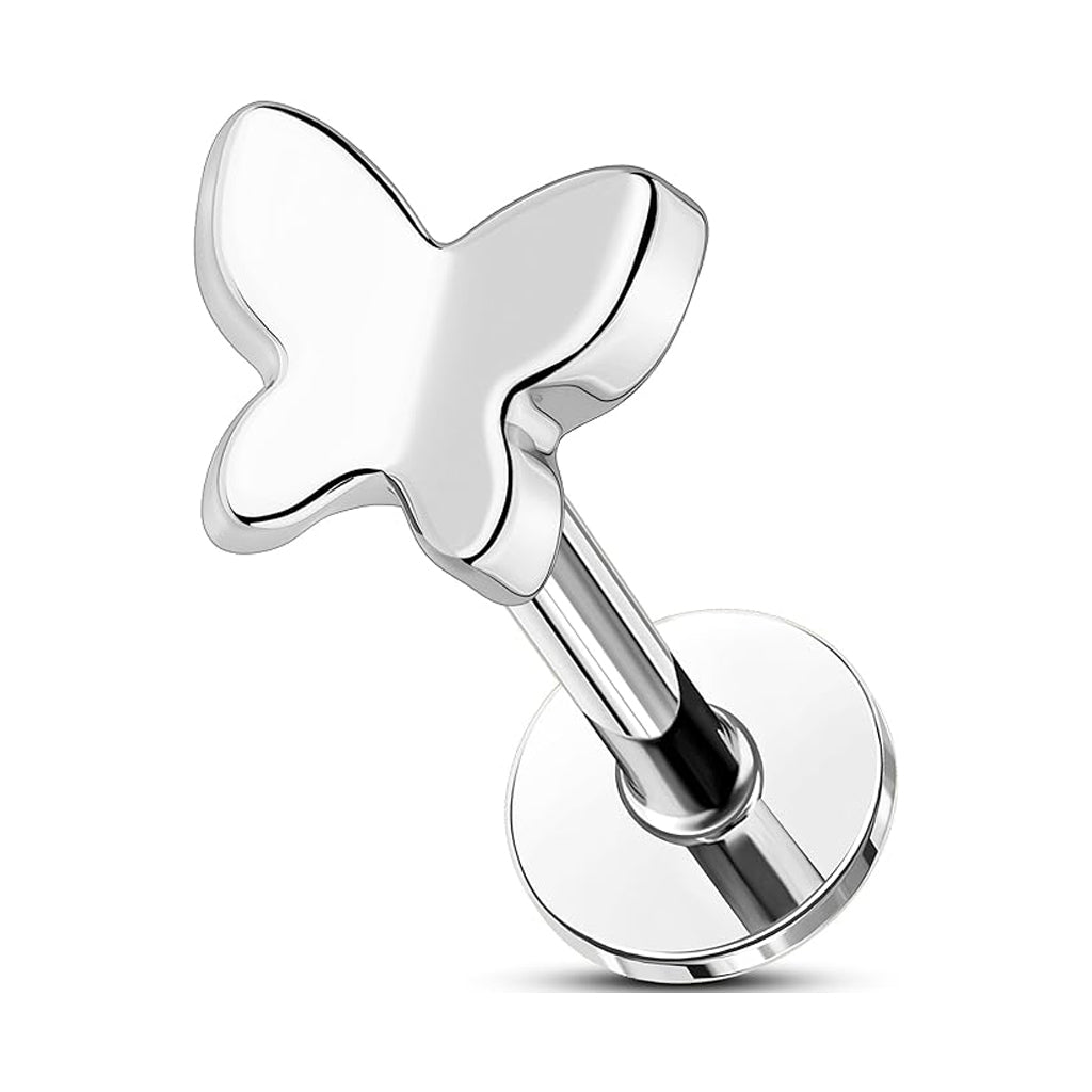 Butterfly Top Titanium Flat Back Earrings | Glitters