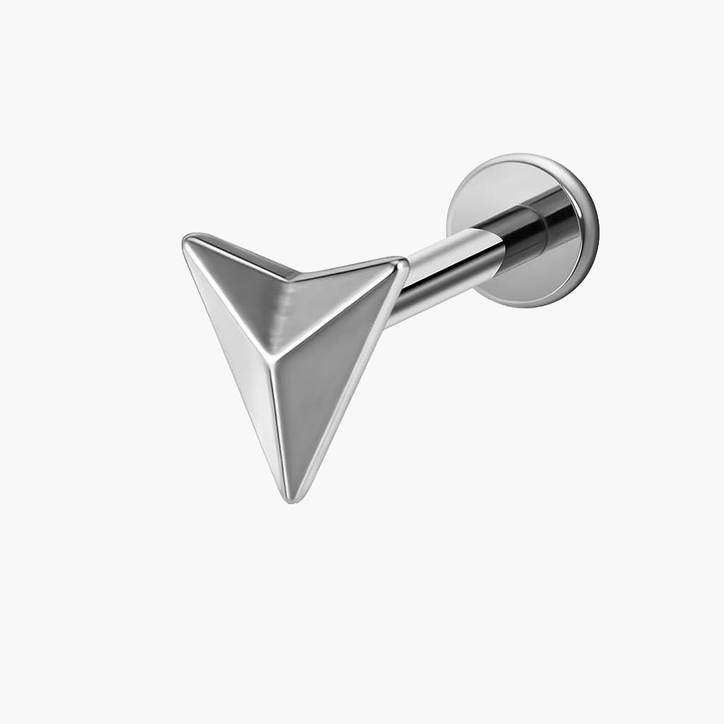 Arrow Taper Top Titanium Flat Back Stud Earrings | Glitters