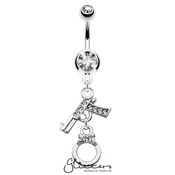 Gun & Handcuff Belly Ring | Body Piercing Jewellery | Glitters