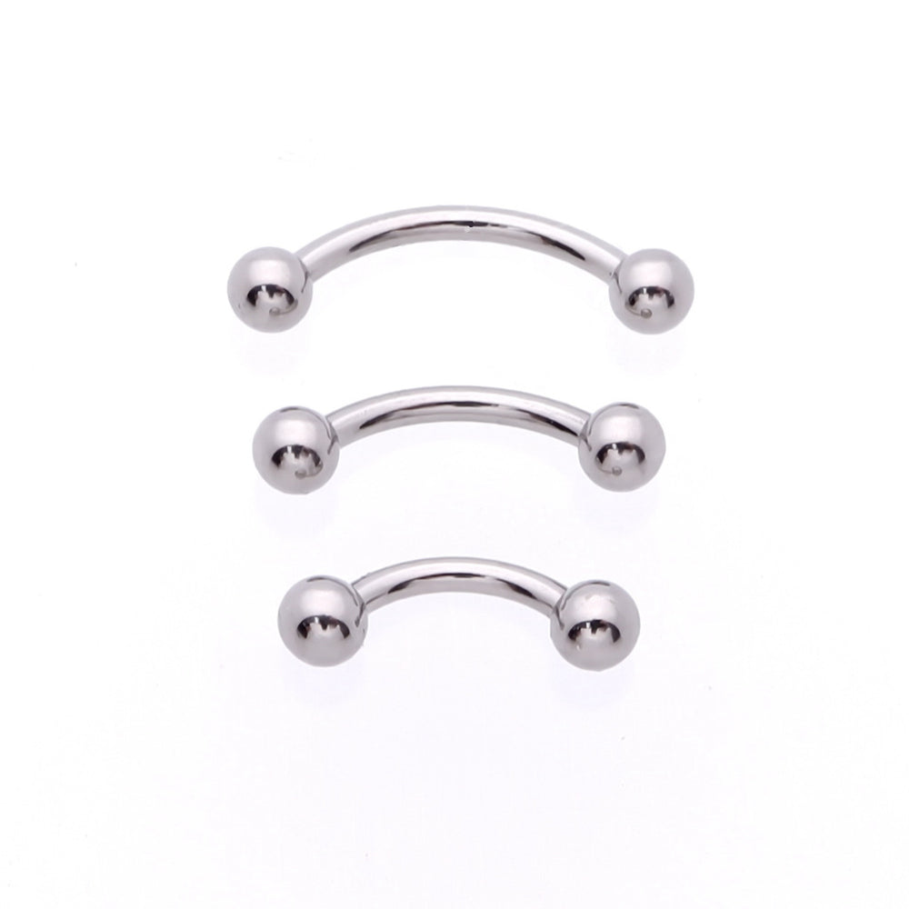Titanium Curved Barbells With Internally Threaded Balls Glitters